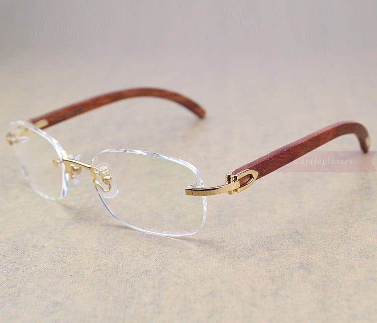 Cartier Eyeglasses Classic RoseWood Rimless C Decor CT3524015 ...