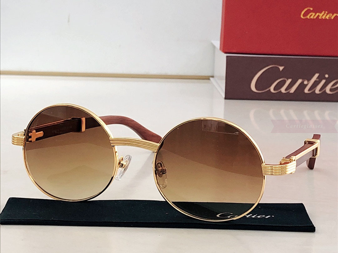 Cartier Wooden Curved Design Full Frame Sunglasses CT0464s - Cartieglasses